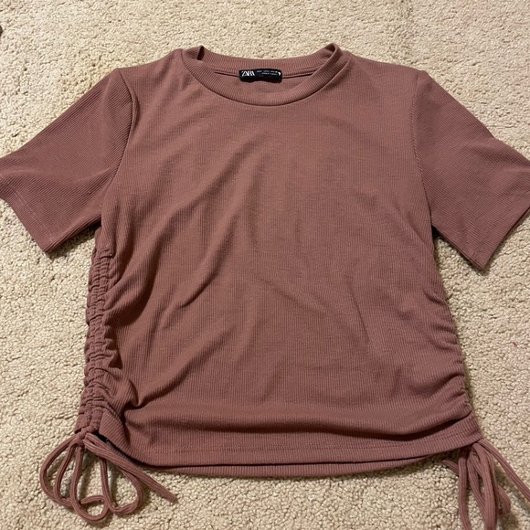 Zara | Tops | Zara Ruched Ribbed Crop Top | Poshmark